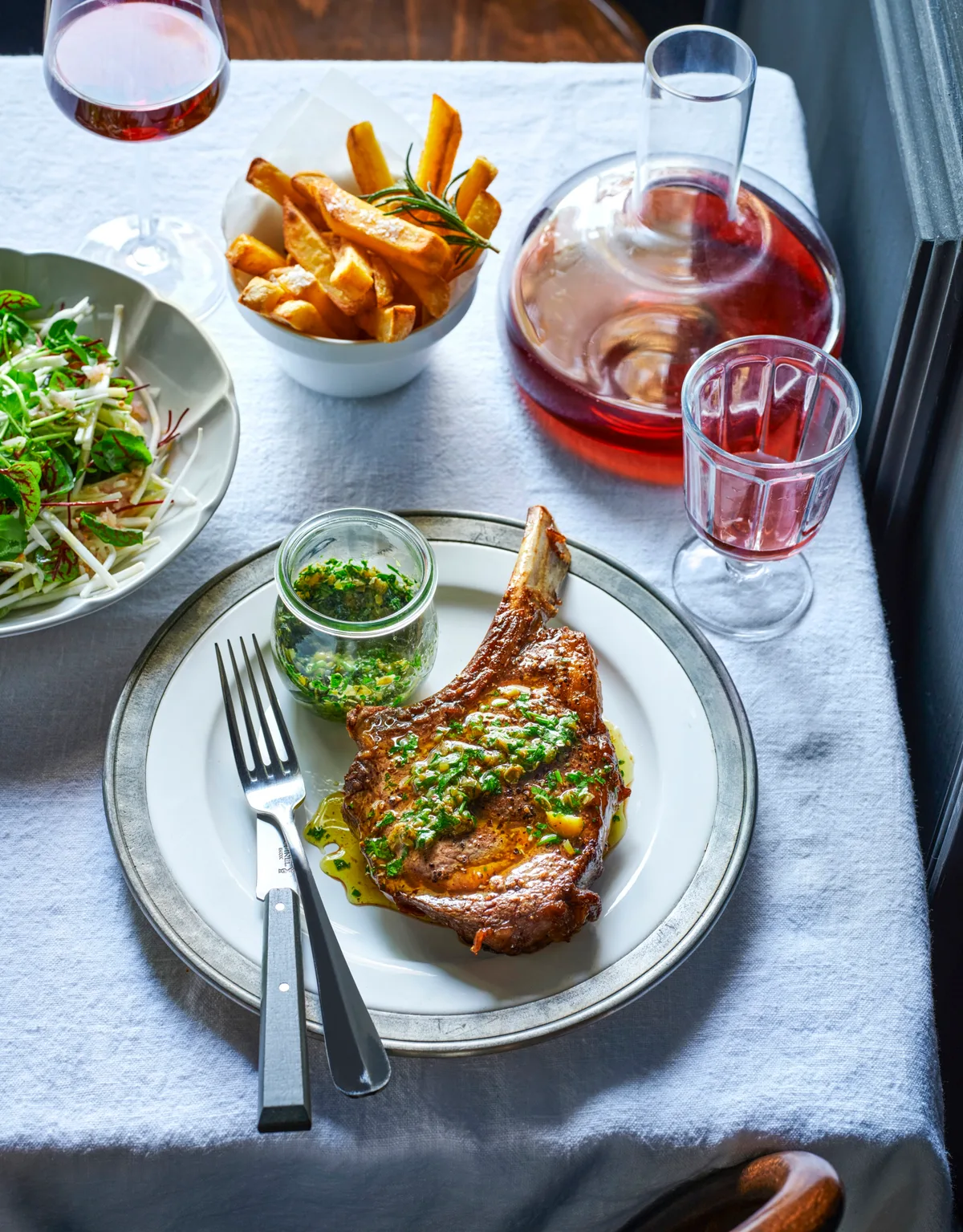 Rib-eye Steak with Confit Fries and Ravigote Sauce | Home Beautiful