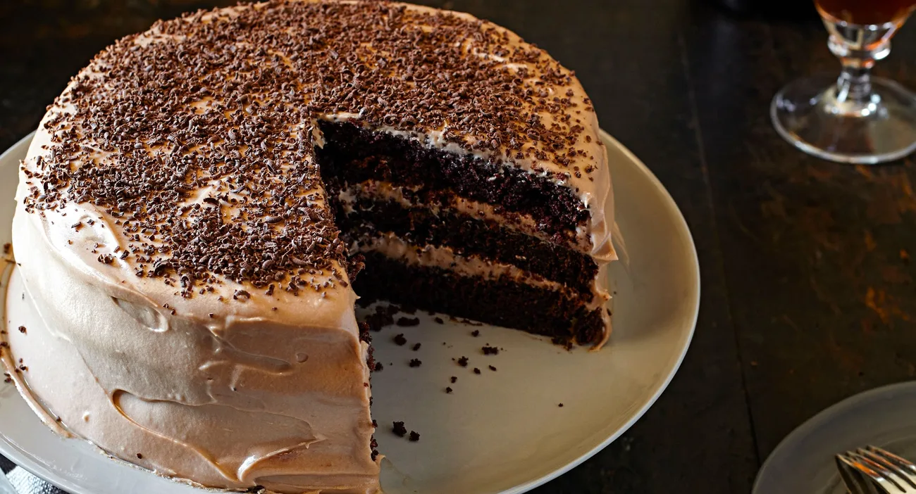 Chocolate layer cake with milk chocolate cream Recipe | Home Beautiful