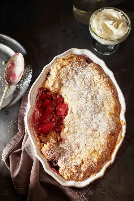 Rhubarb & raspberry sponge pudding Recipe | Home Beautiful