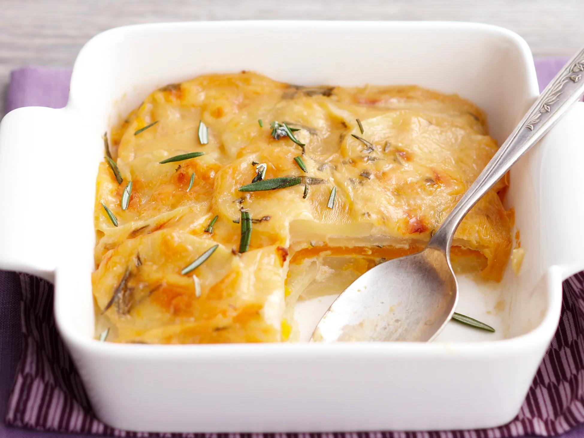 Creamy Rosemary Potato and Pumpkin Bake