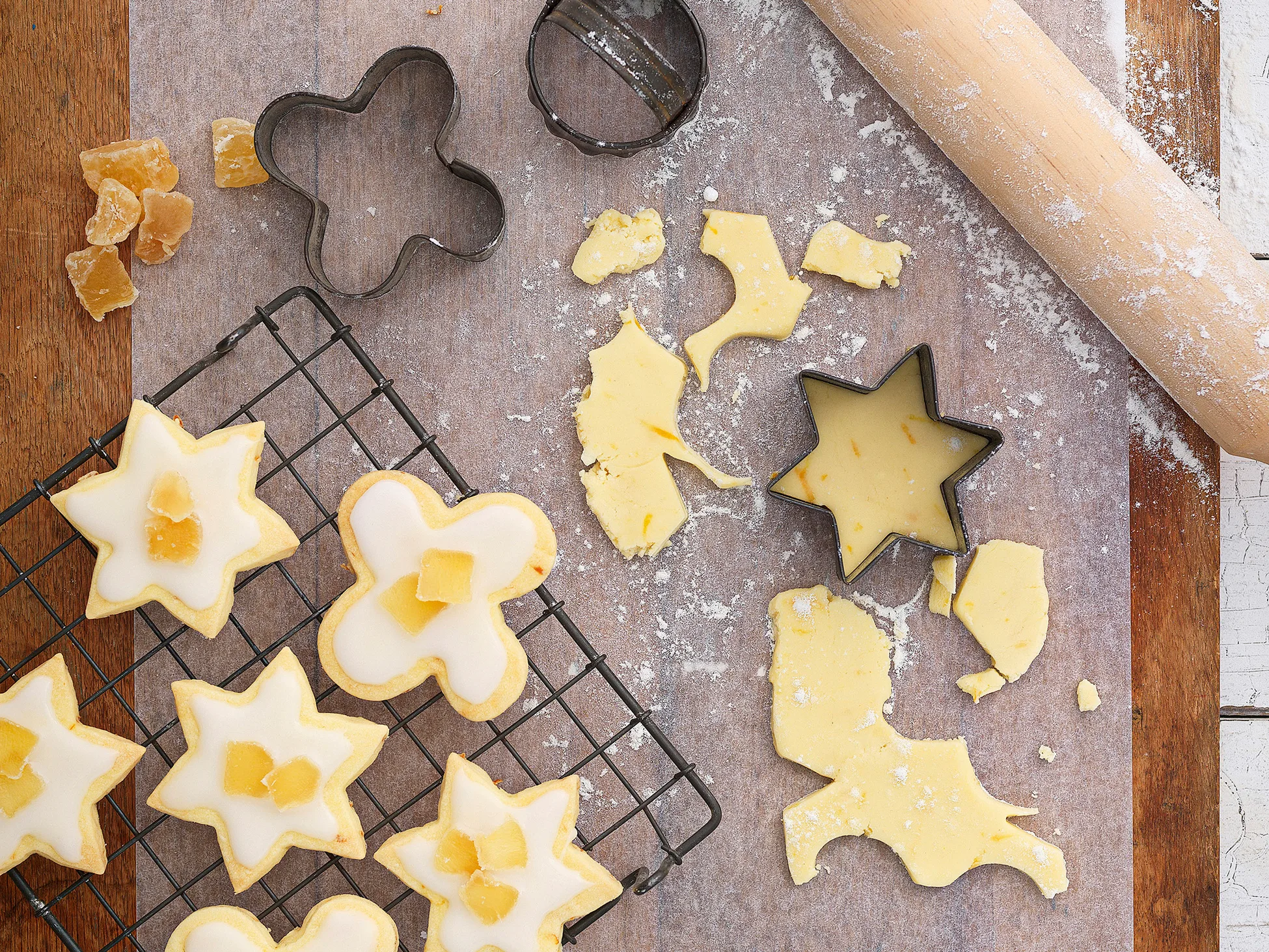 Citrus shortbread with lemon and ginger glaze