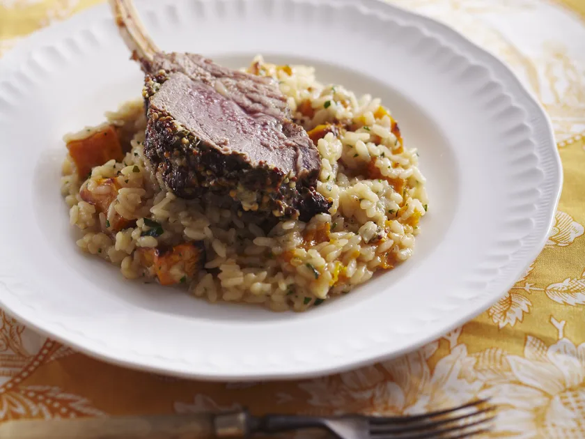 Veal rack with pumpkin risotto | Women's Weekly Food