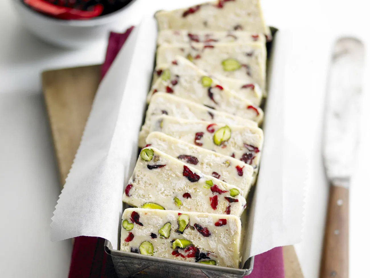 White Chocolate, Cranberry and Pistachio Hedgehog Slice