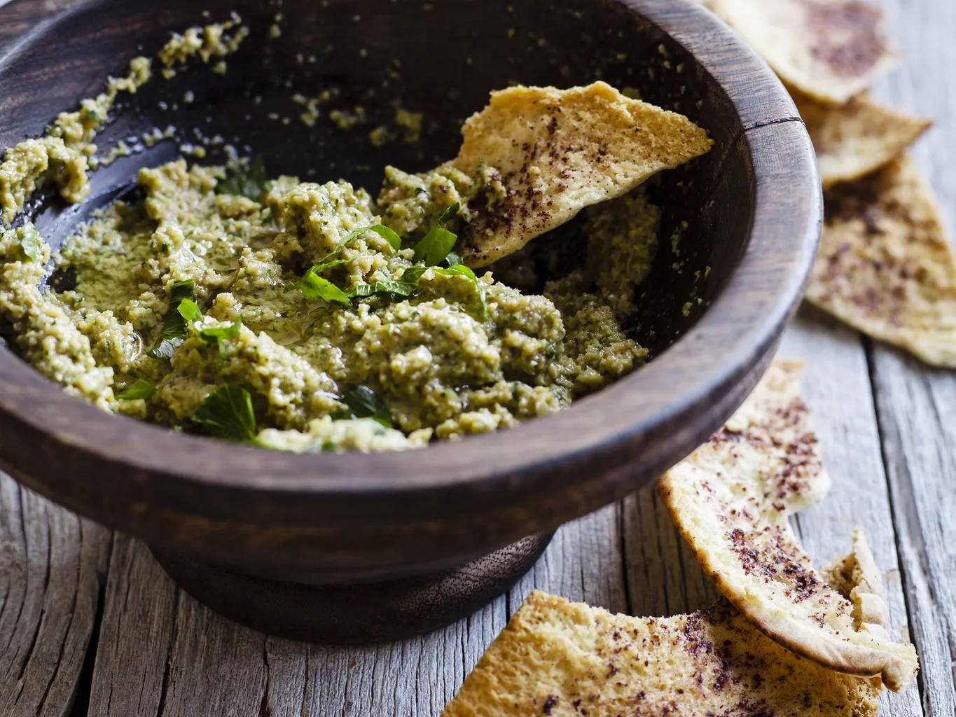Green Olive Tapenade with Sumac Pitta Crisps