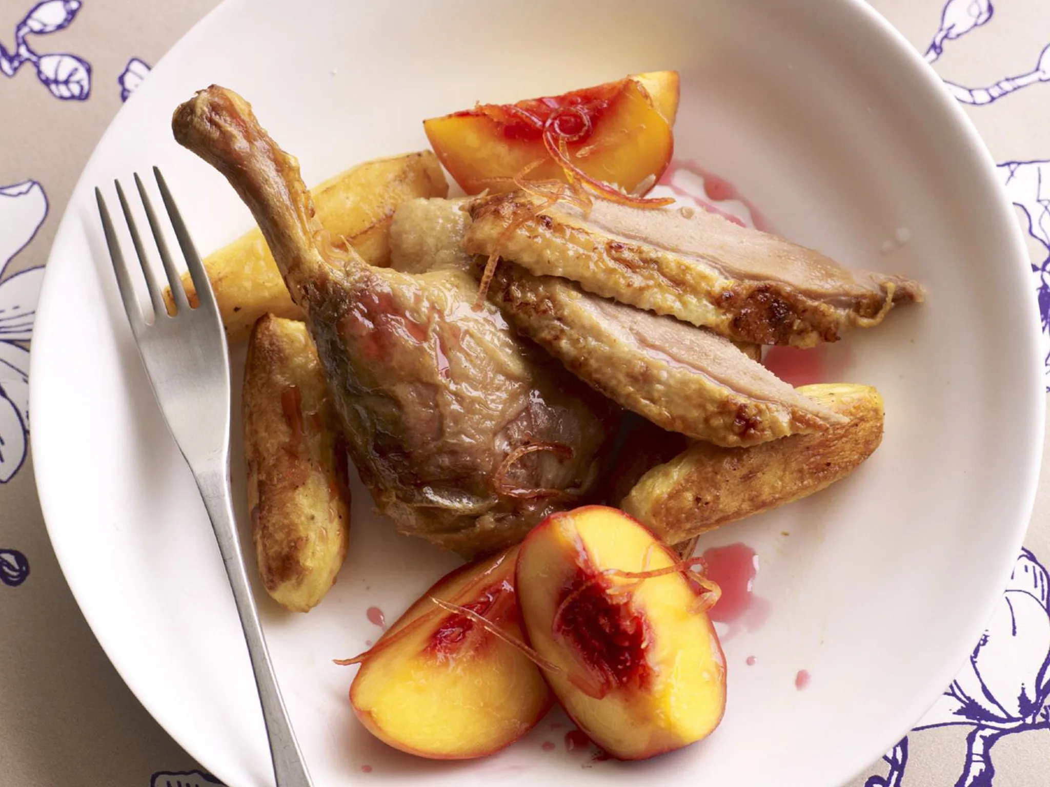 Slow-roasted duck with citrus peaches | Women's Weekly Food