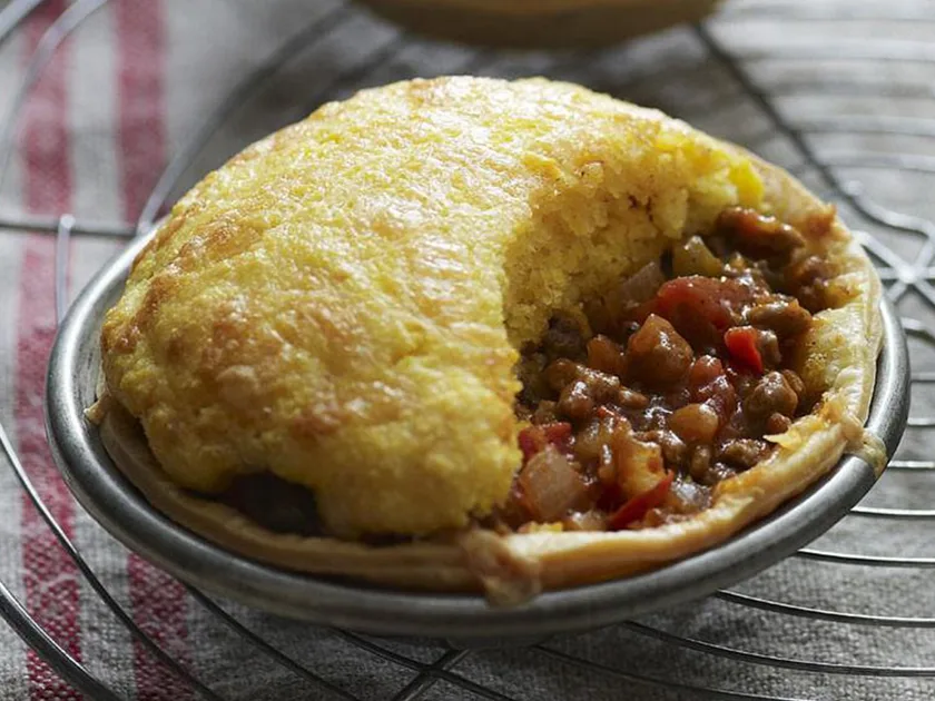 Chilli beef pies with cornbread topping