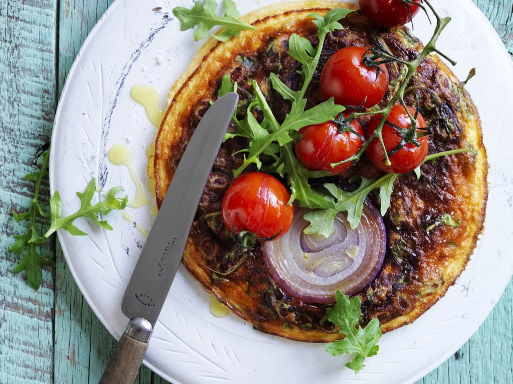 Kidney Bean, Onion & Rocket Frittatas with Avocado Dressing