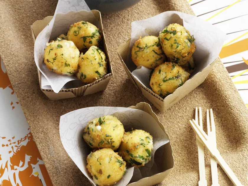 Fried Bocconcini with Roasted Capsicum Sauce