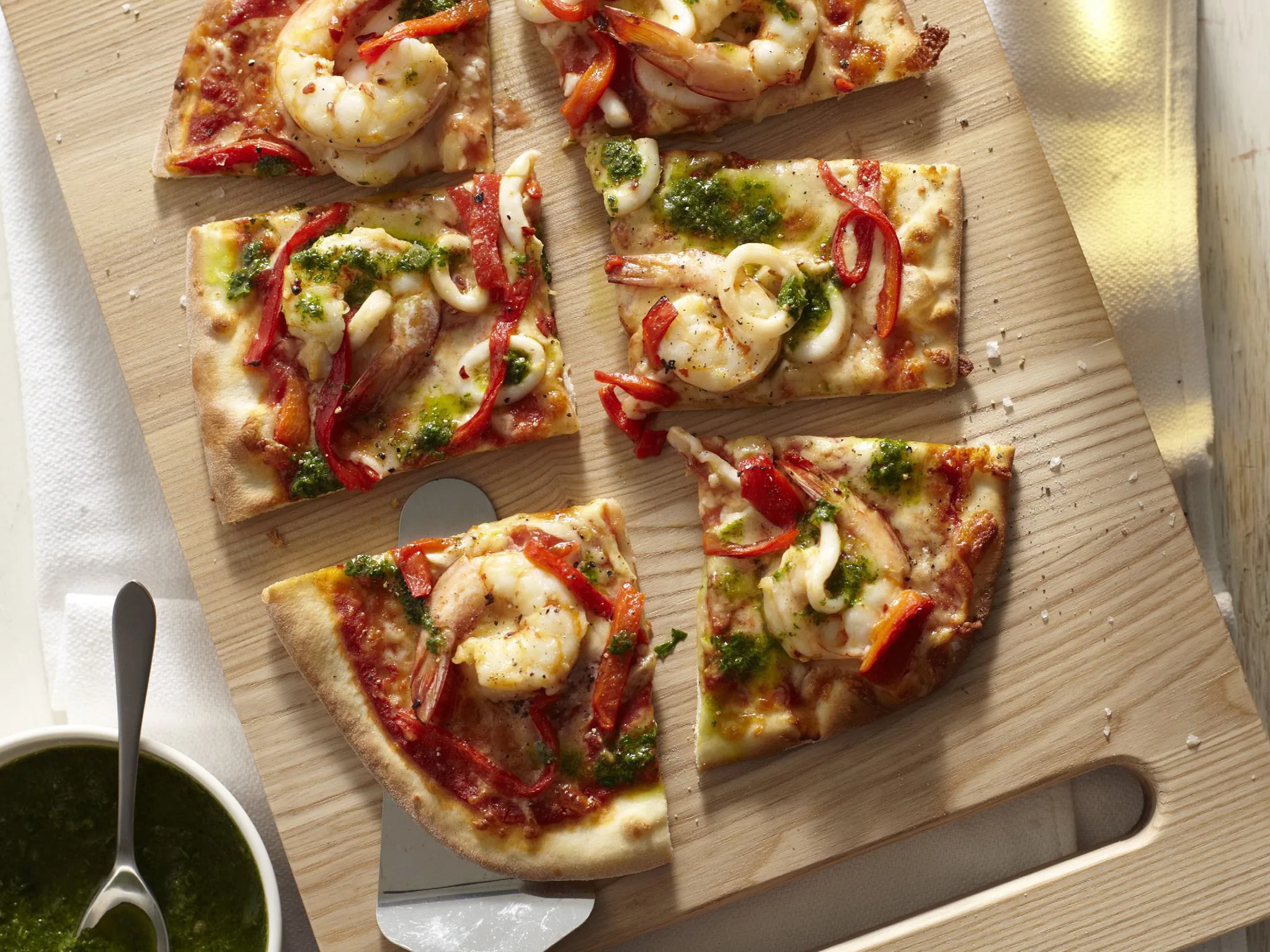 Prawn, squid and salsa verde pizza | Women's Weekly Food