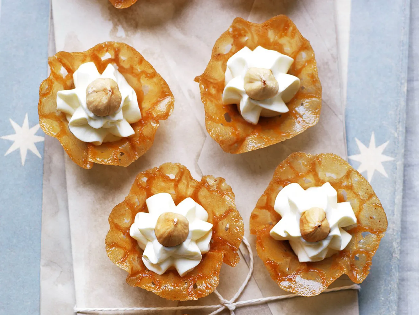 Brandy Snap Baskets with Hazelnut Cream