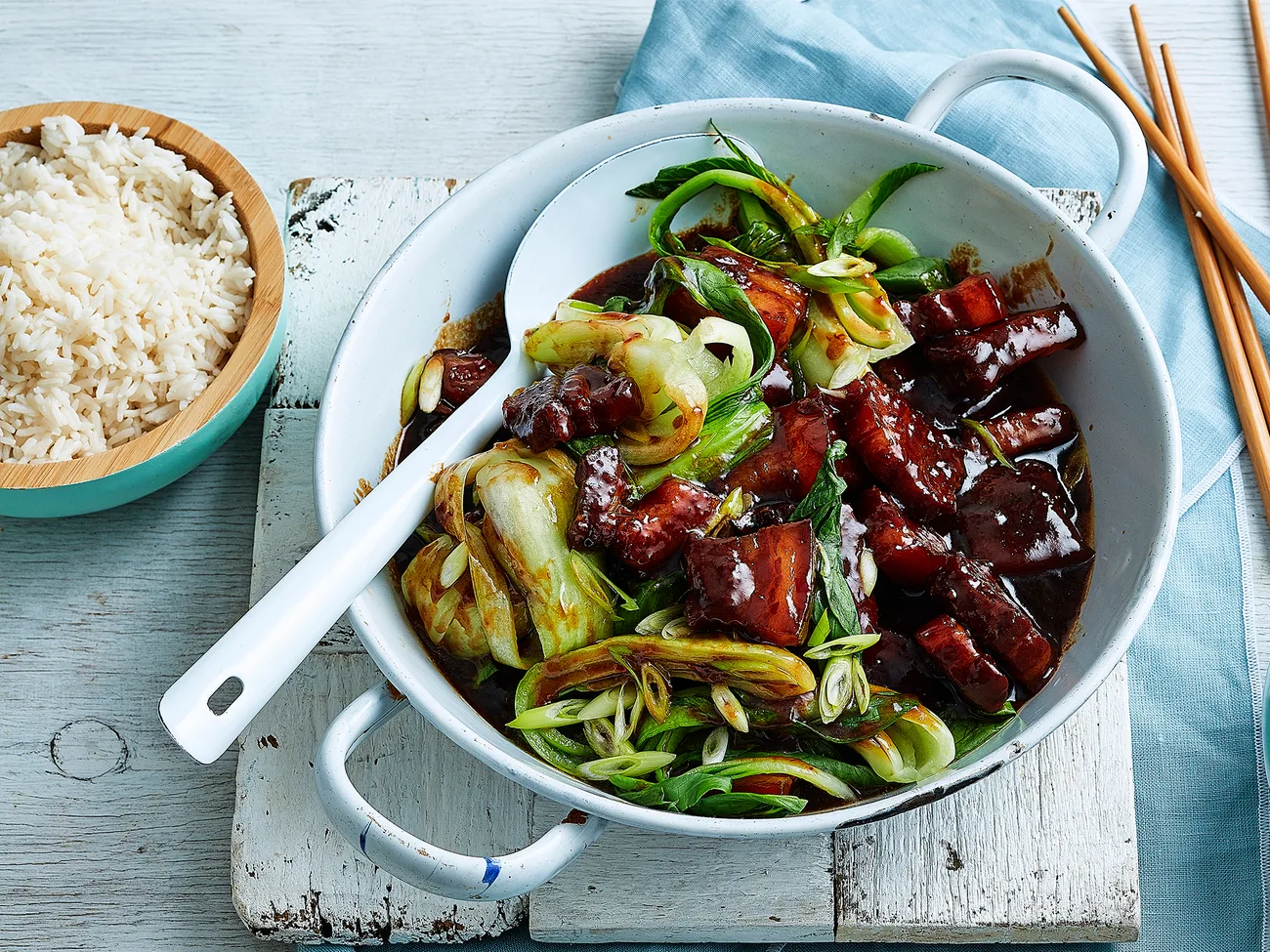 Sticky sweet pork rashers with rice | Women's Weekly Food