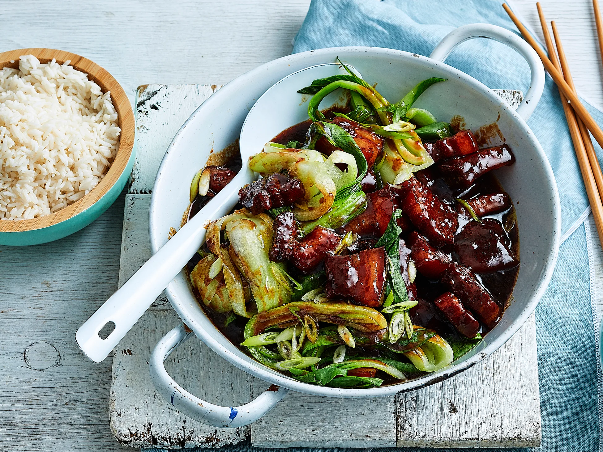 Sticky sweet pork rashers with rice | Women's Weekly Food