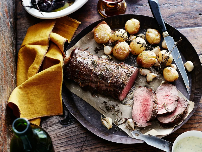 Whole Roasted Scotch Fillet with Crispy Potatoes