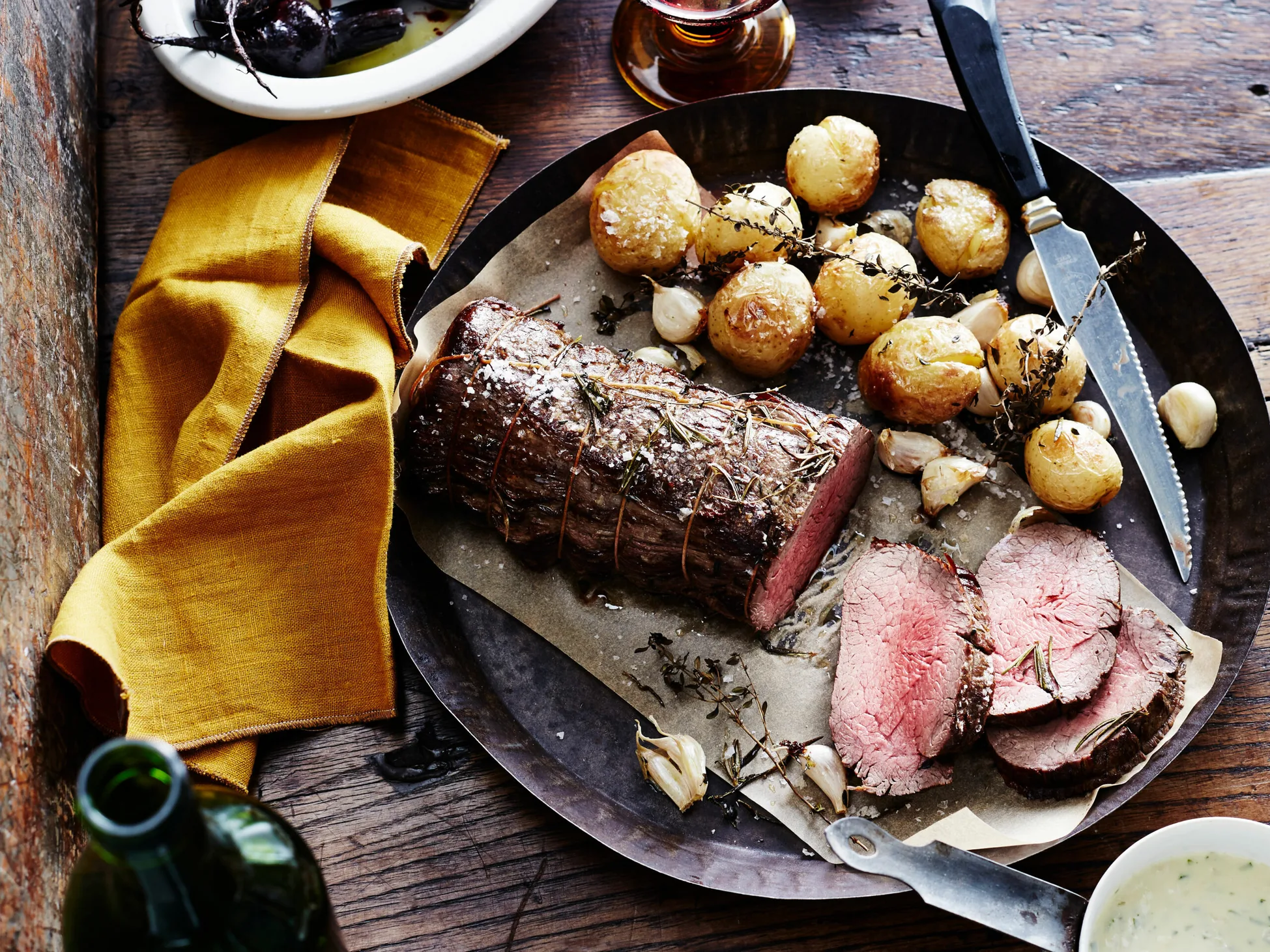 Whole Roasted Scotch Fillet with Crispy Potatoes