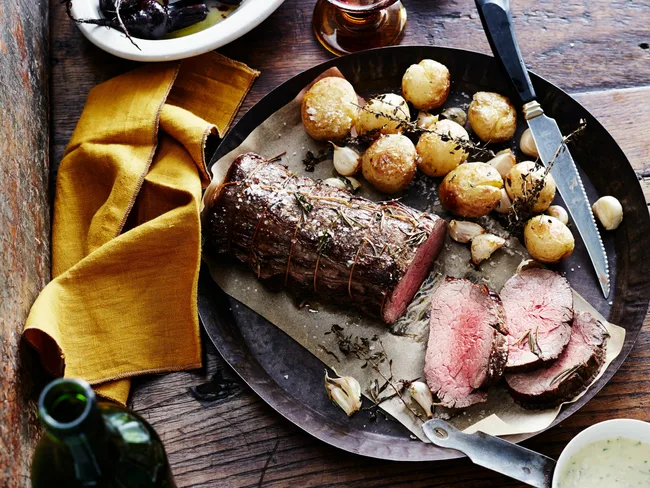 Whole Roasted Scotch Fillet with Crispy Potatoes