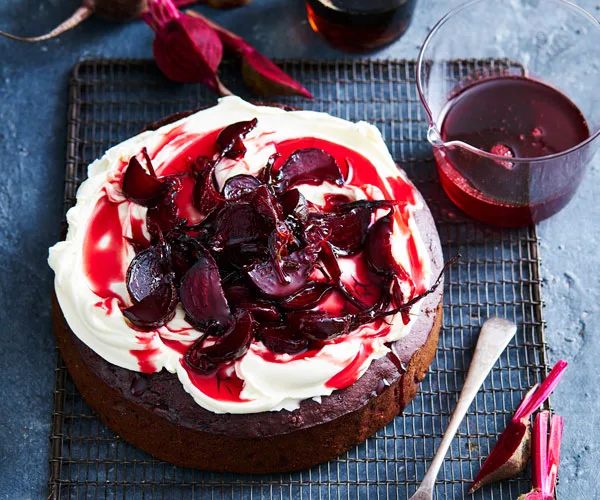 Chocolate and Beetroot Mud Cake with Caramelised Baby Beets