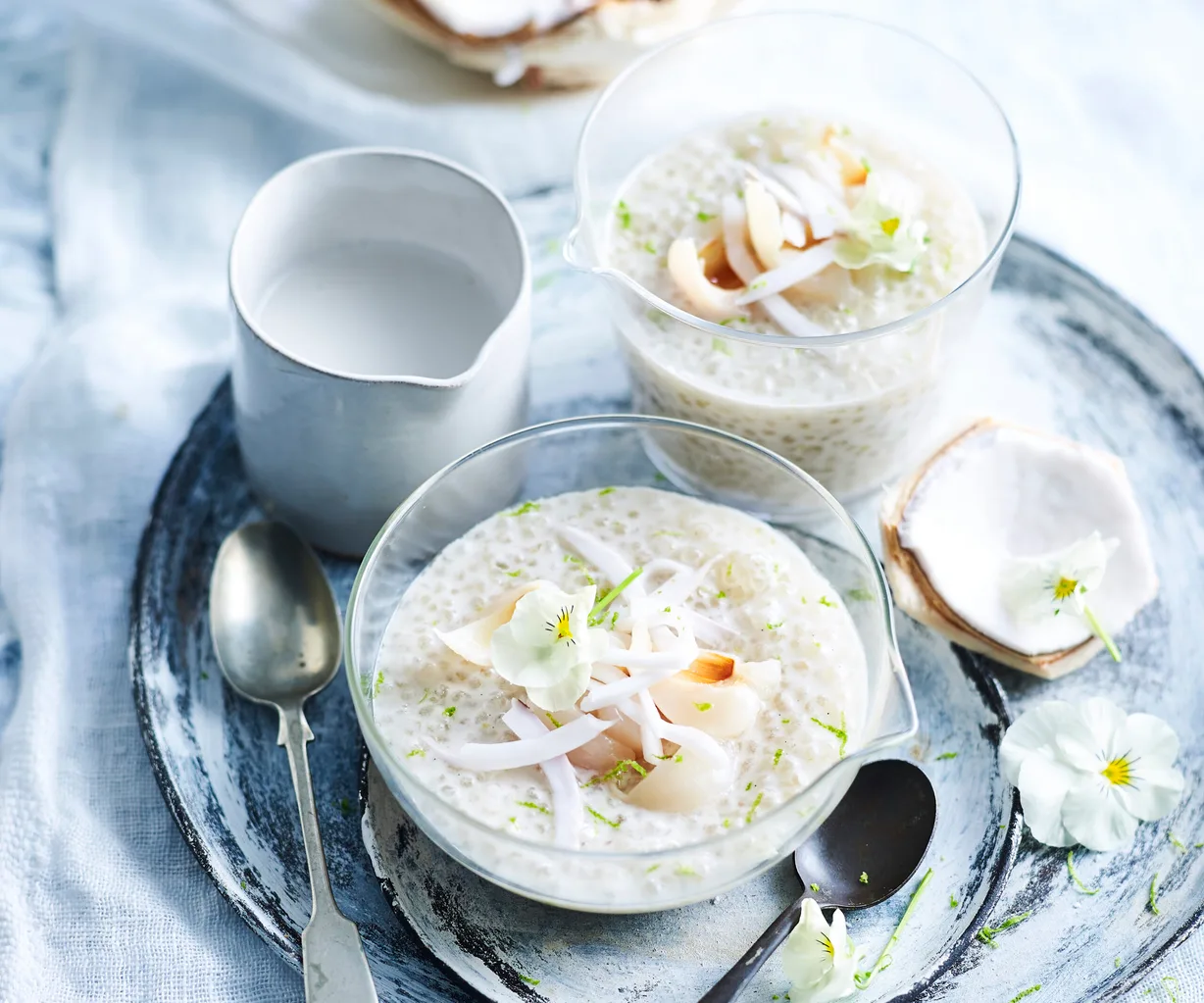 Coconut tapioca puddings with lychee | Women's Weekly Food