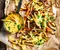 Loaded Root Fries with Beer and Mustard Sauce