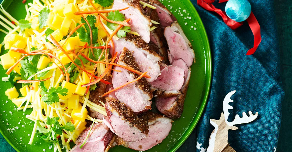 Crisp Skin Duck with Spicy Salt and Mango Salsa