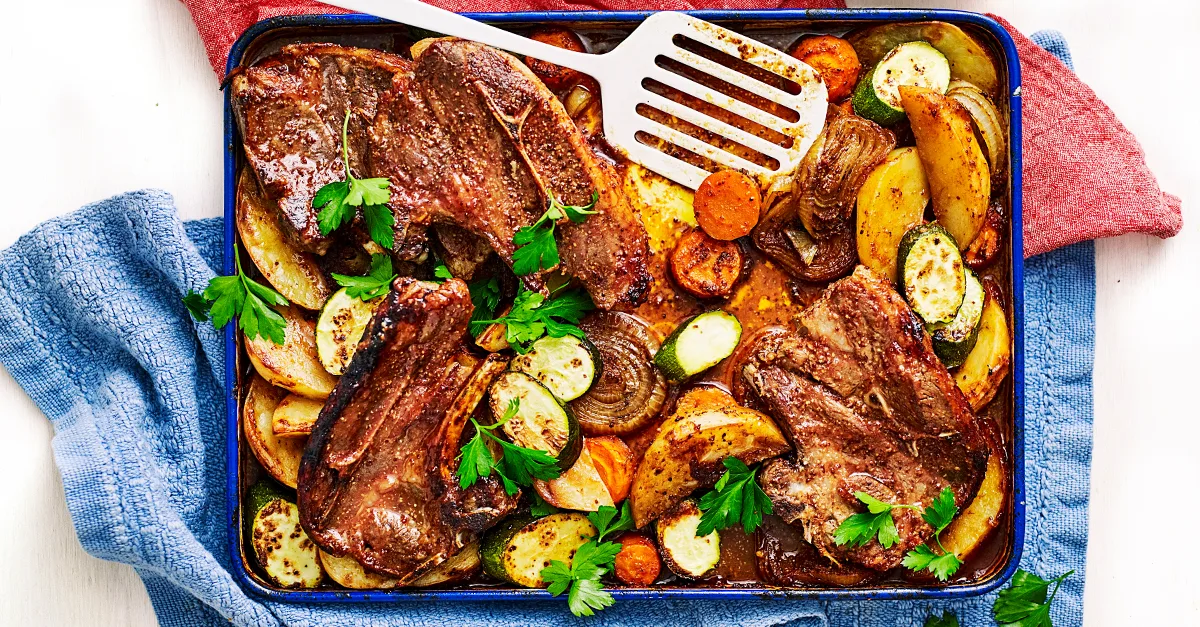 Julie Goodwin's lamb chops & vegetable tray bake | Women's Weekly Food