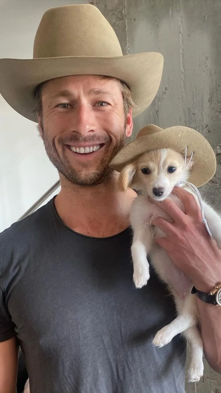 The Sweet Story Of Glen Powell's Dog, Brisket | ELLE