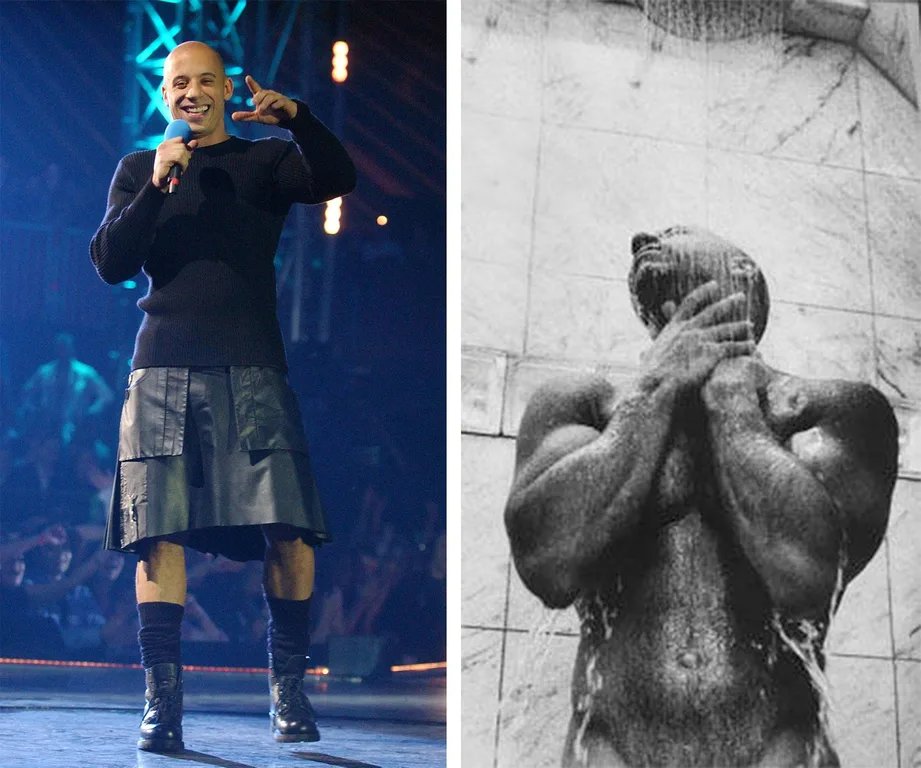 A topless Vin Diesel shows body transformation
