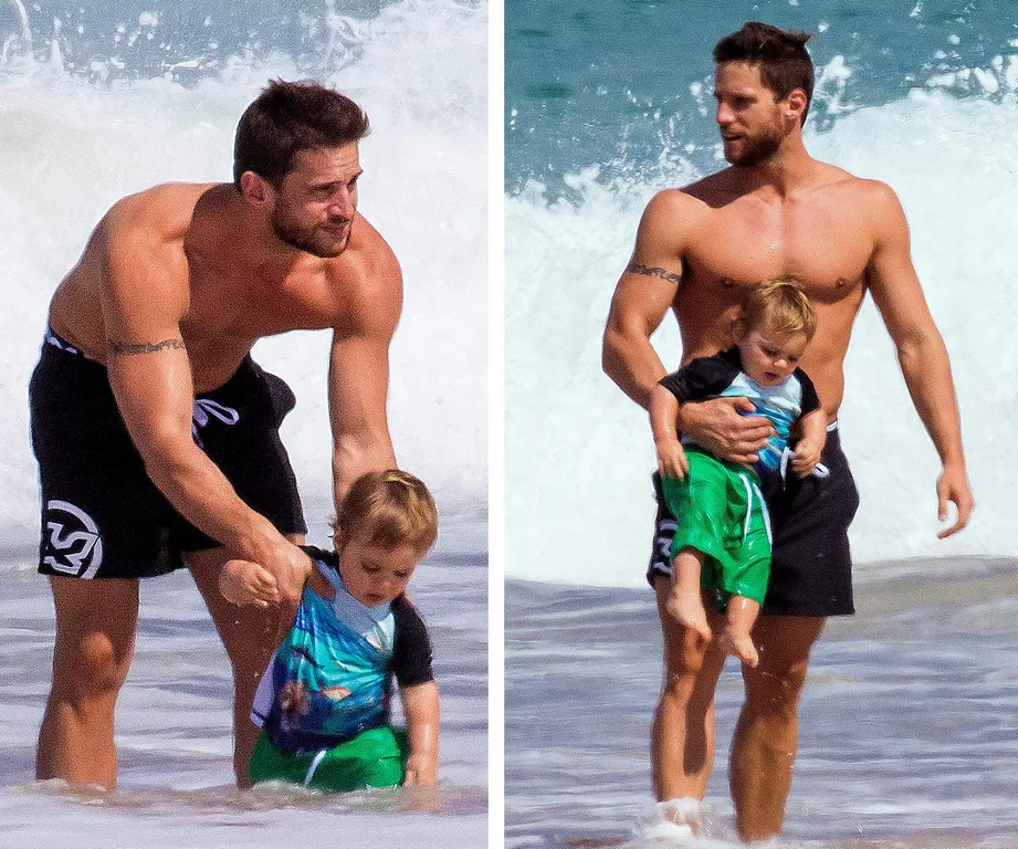 Dan Ewing beach date with his wife Marni and son Archer