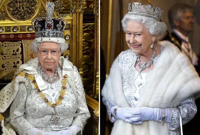 Diamond Queen: Monarch dazzles in two crowns