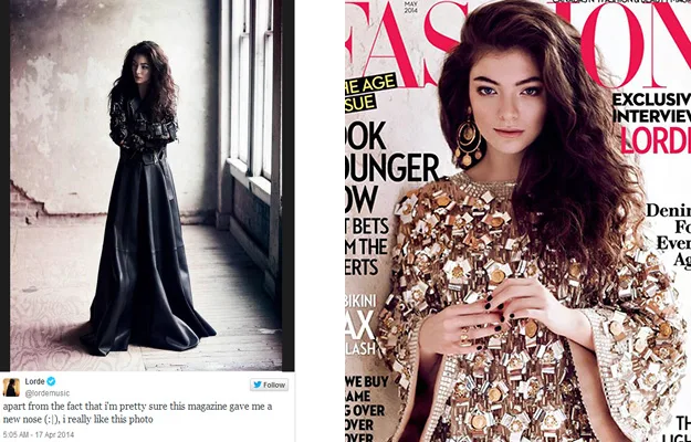 Lorde’s not happy about her photoshopped “new nose”