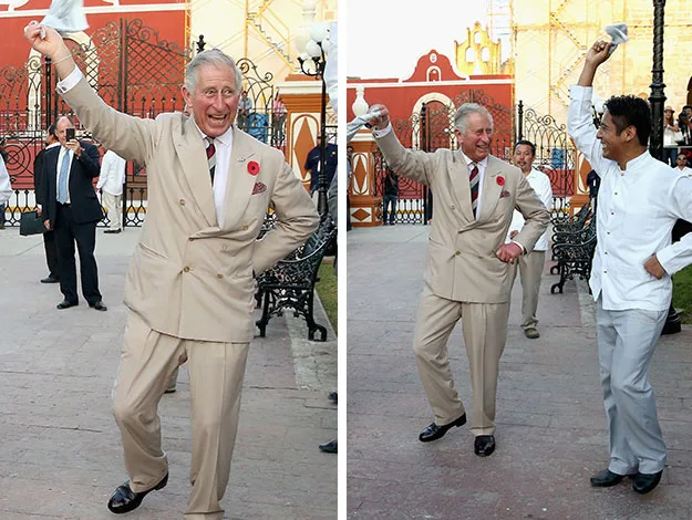 Prince Charles tries clog dancing in Mexico