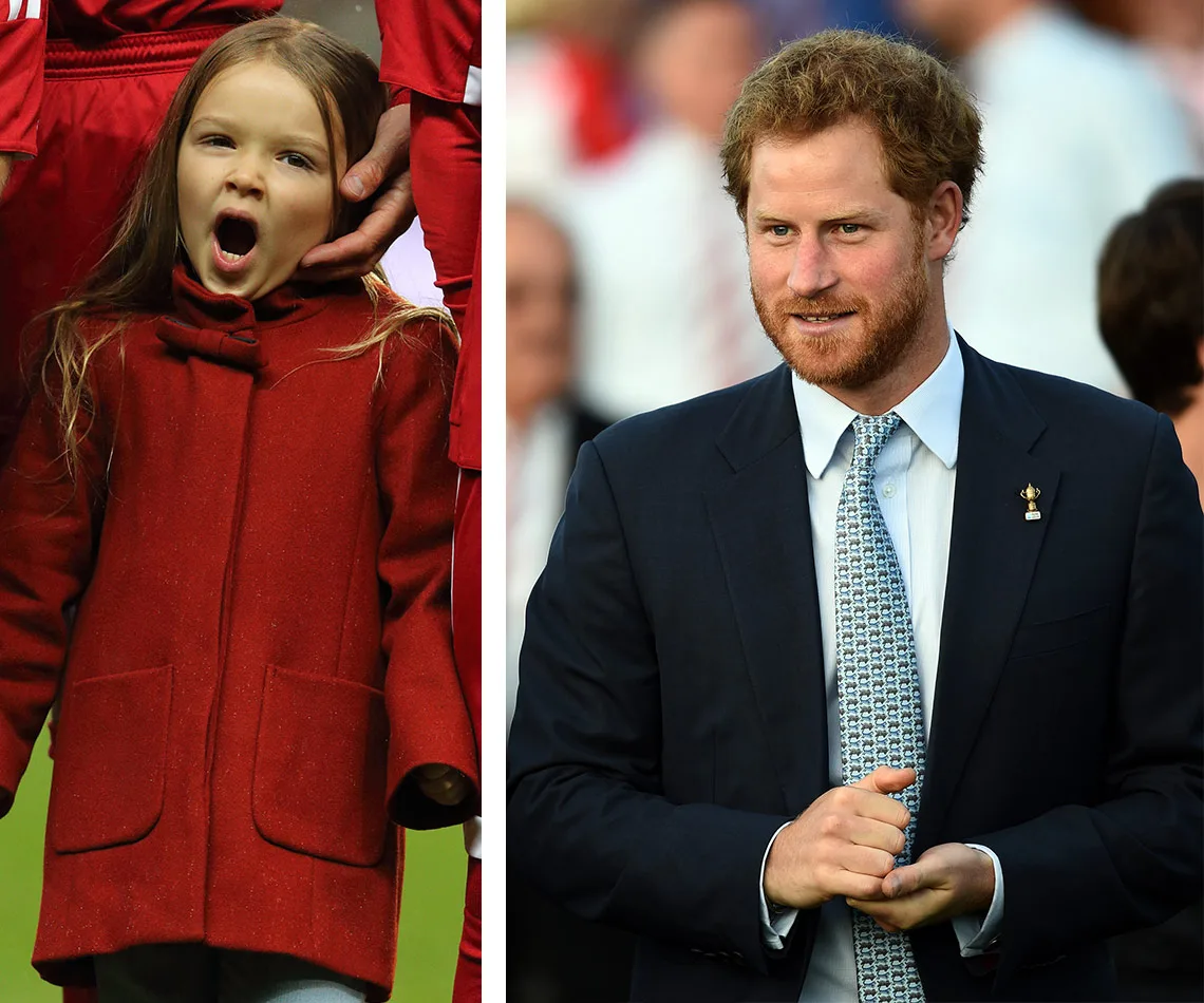 Harper Beckham meets Prince Harry
