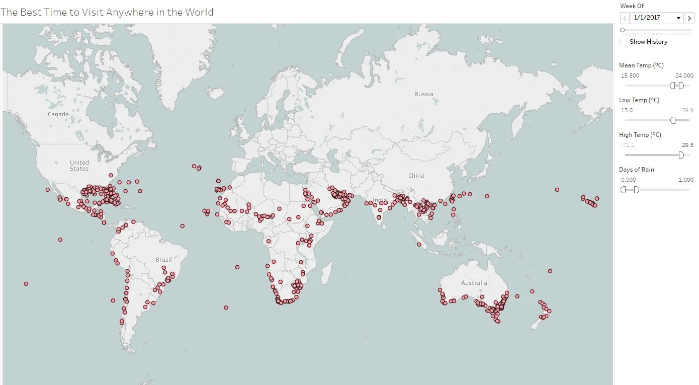This interactive map pinpoints the perfect weather