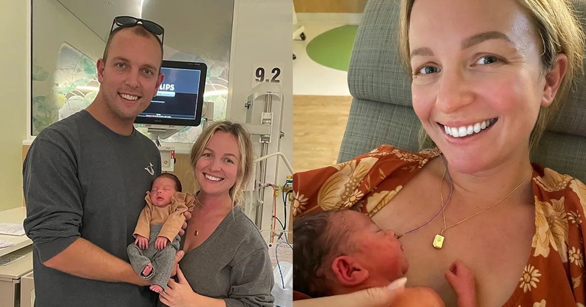 Becky Miles takes her baby daughter Billie home from hospital