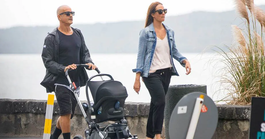 Doting dad Matthew Ridge's adorable stroll with baby Kenzo Axel
