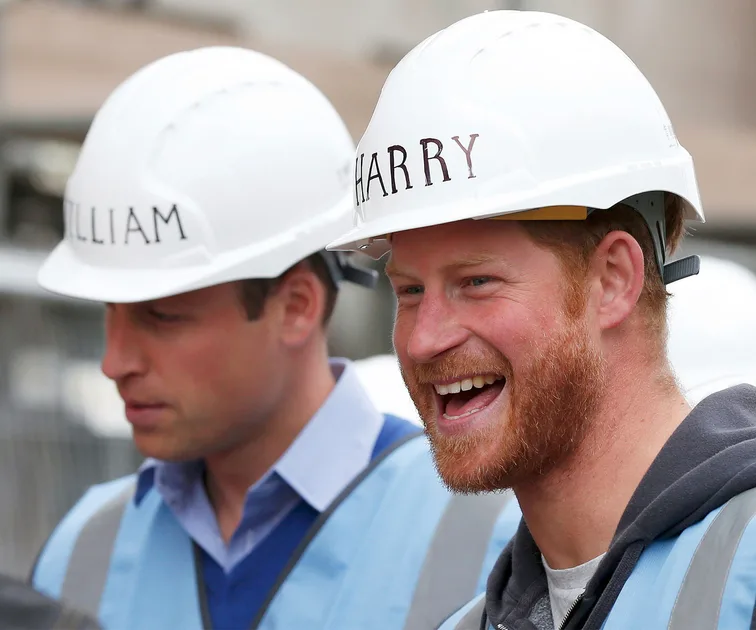 Prince Harry and William muck in