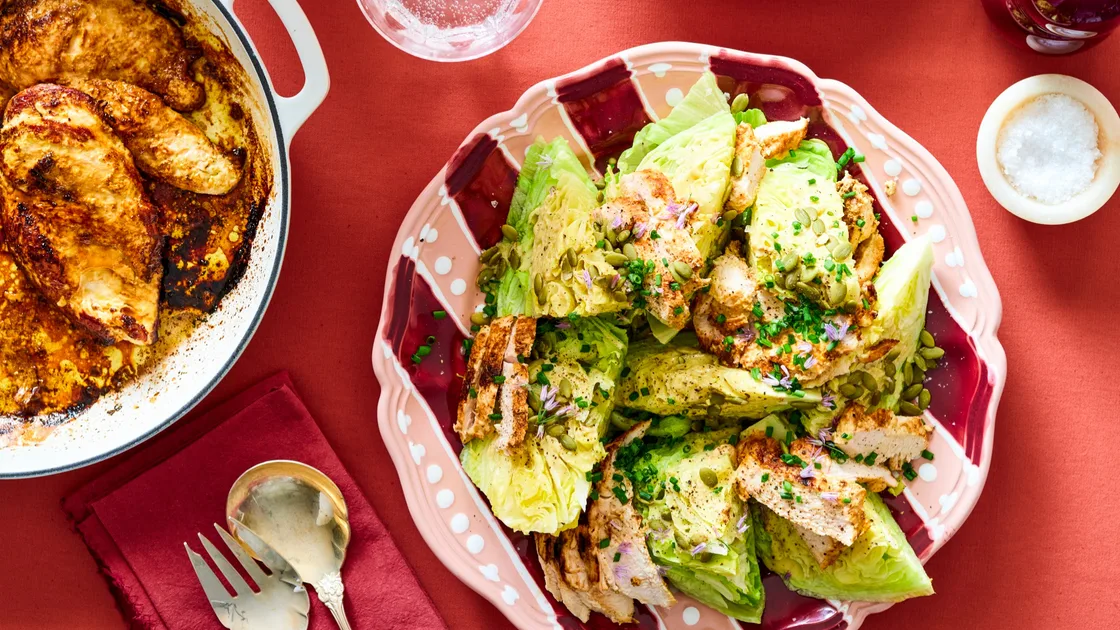 Chicken Wedge Salad Recipe With Tahini, Seeds & Chives | Homes To Love