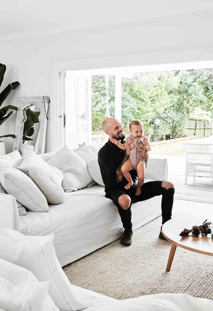 An all-white fibro beach shack with Scandi-style
