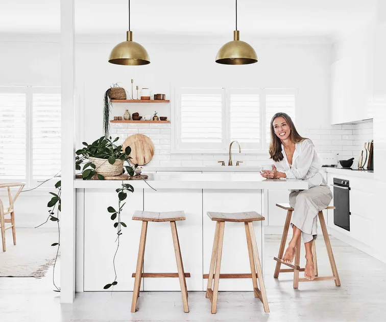 An all-white fibro beach shack with Scandi-style