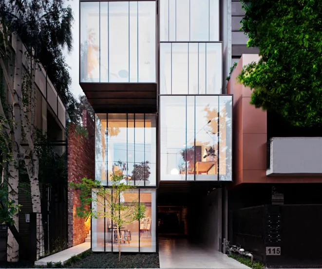 Modern multi-level home built on a narrow site