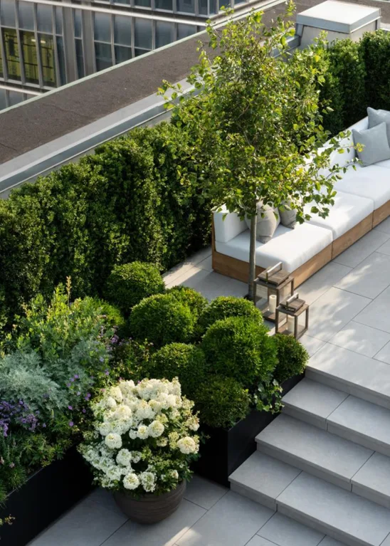 A lush rooftop garden in Lower Manhattan