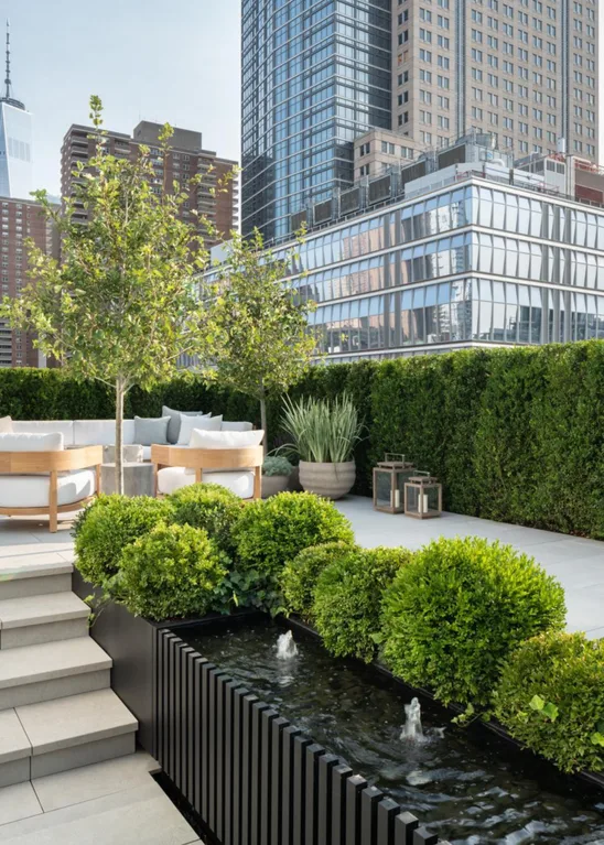 A lush rooftop garden in Lower Manhattan