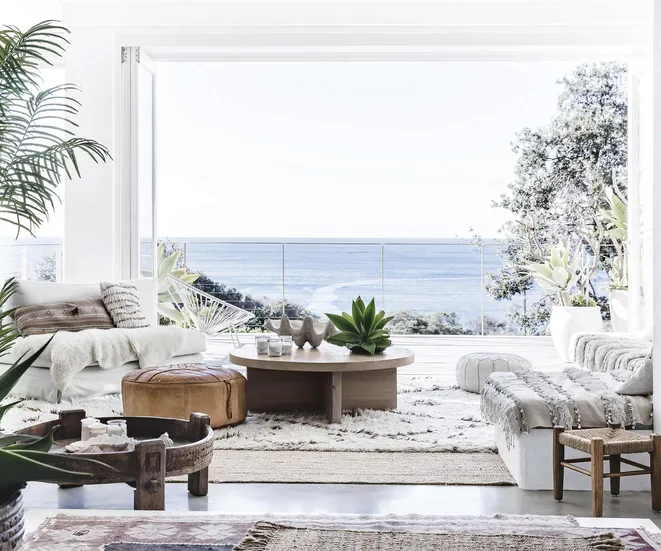 Beach boho: this coastal home nails white-on-white design