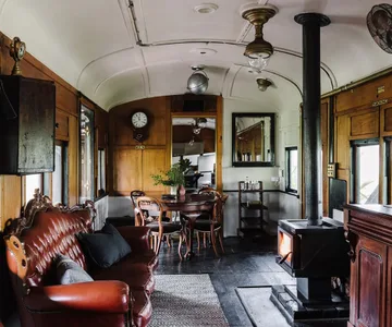 An old steam train carriage turned atmospheric holiday home